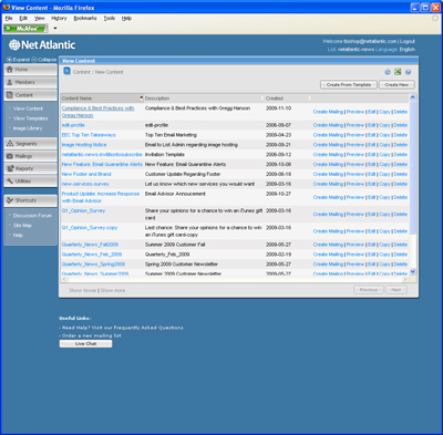 Email Marketing Screenshots | Net Atlantic