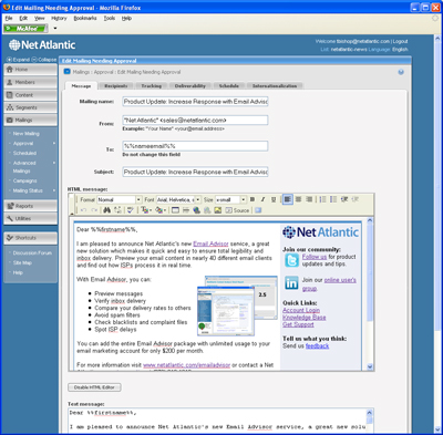 Email Marketing Screenshots | Net Atlantic